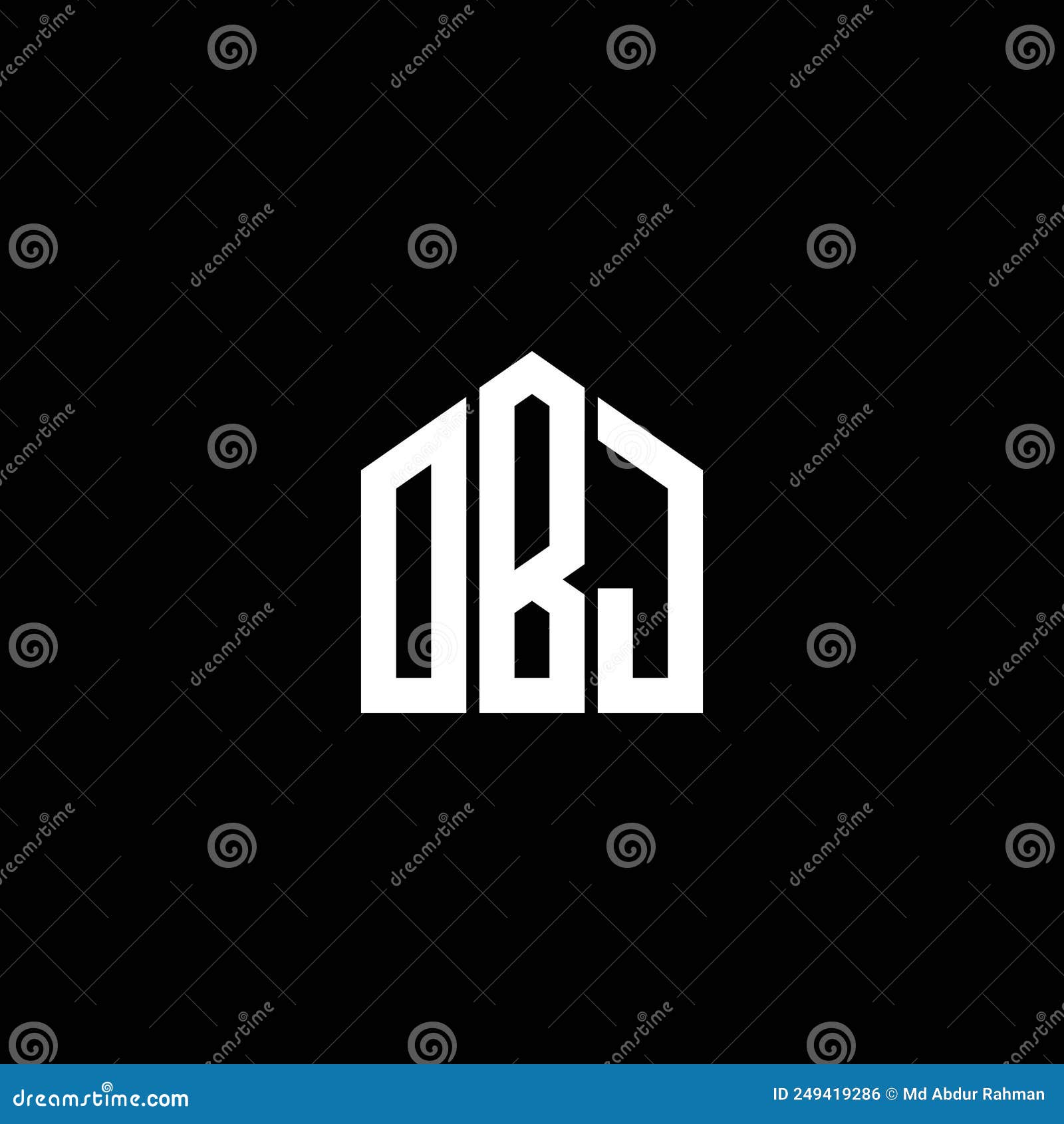 OBJ Letter Logo Design on BLACK Background. OBJ Creative Initials ...