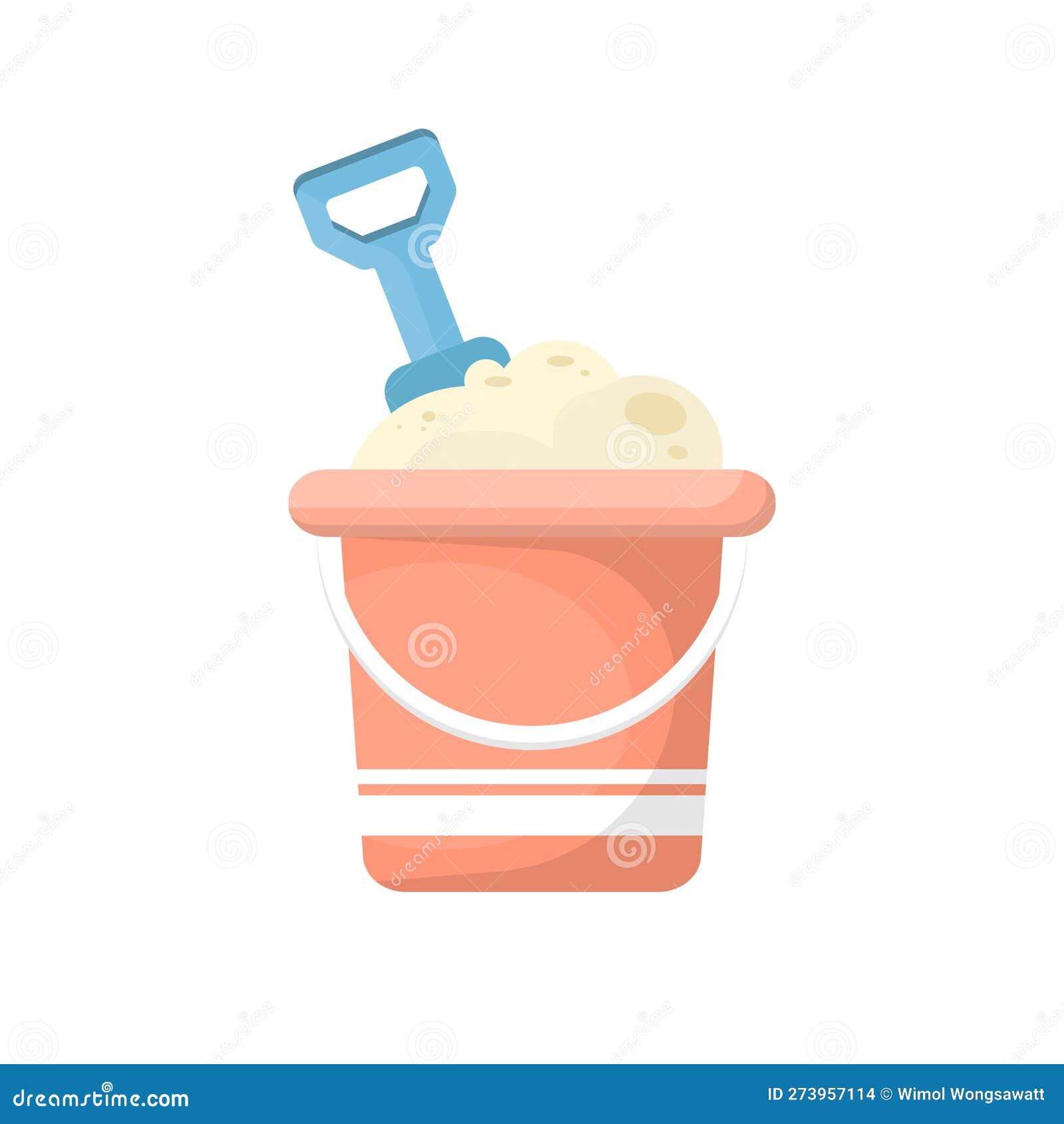 Cartoon Sand Pail and Shovel on Isolated Background, Vector ...