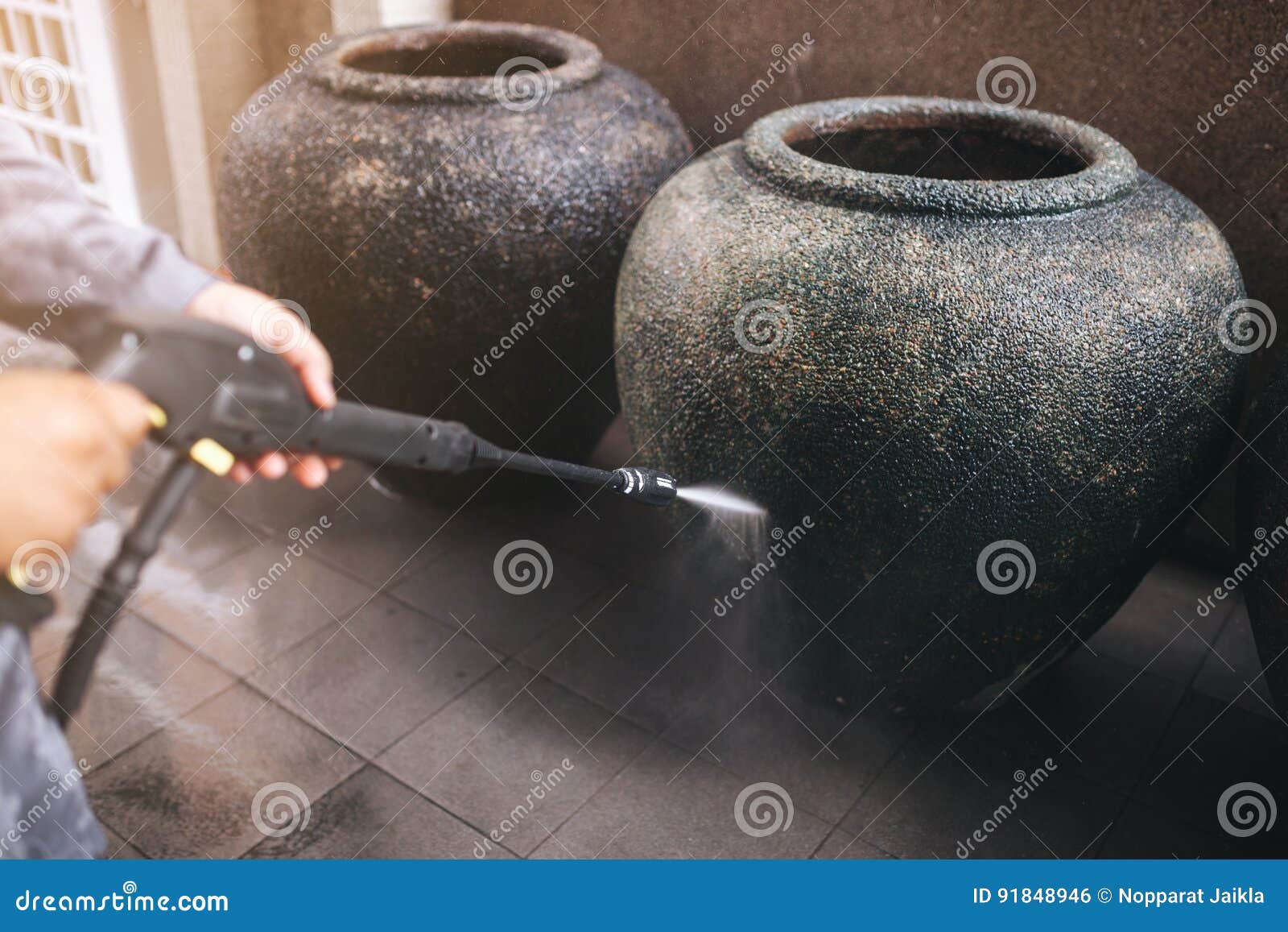 Object Cleaning with High Pressure Water Cleaner Stock Photo - Image of ...