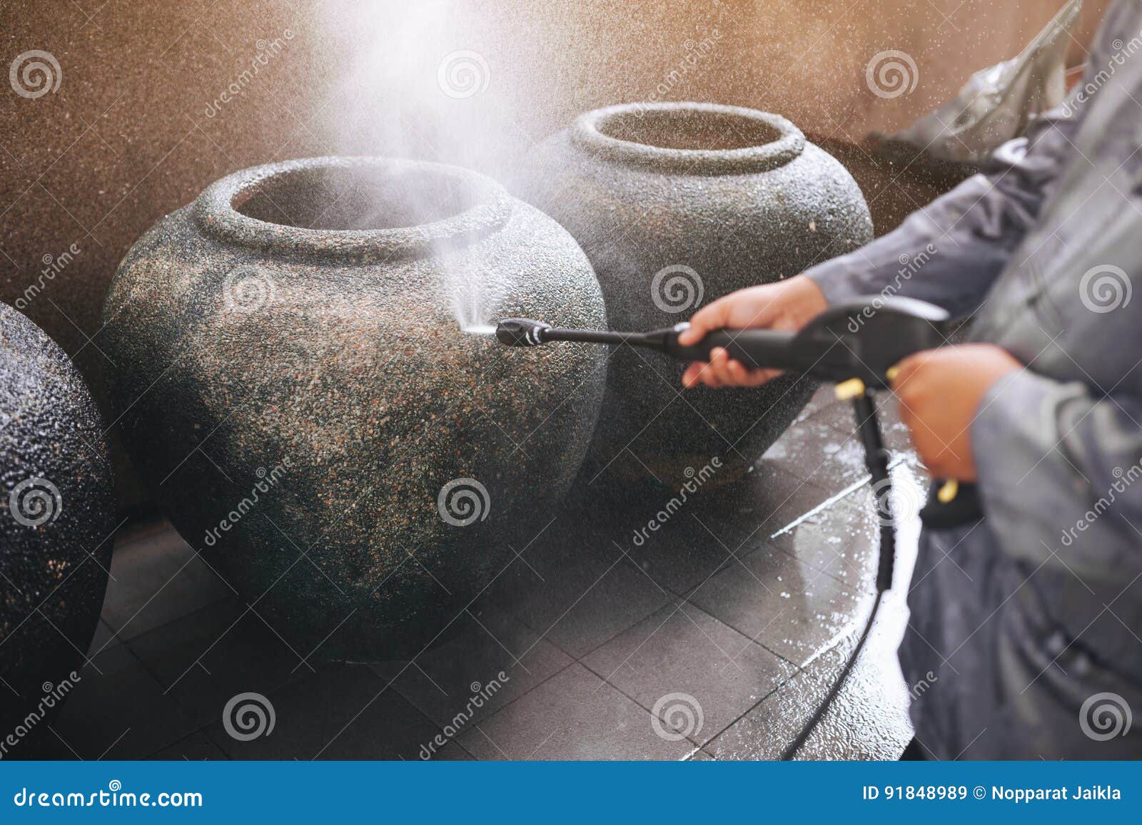 Object Cleaning with High Pressure Water Cleaner Stock Image - Image of ...