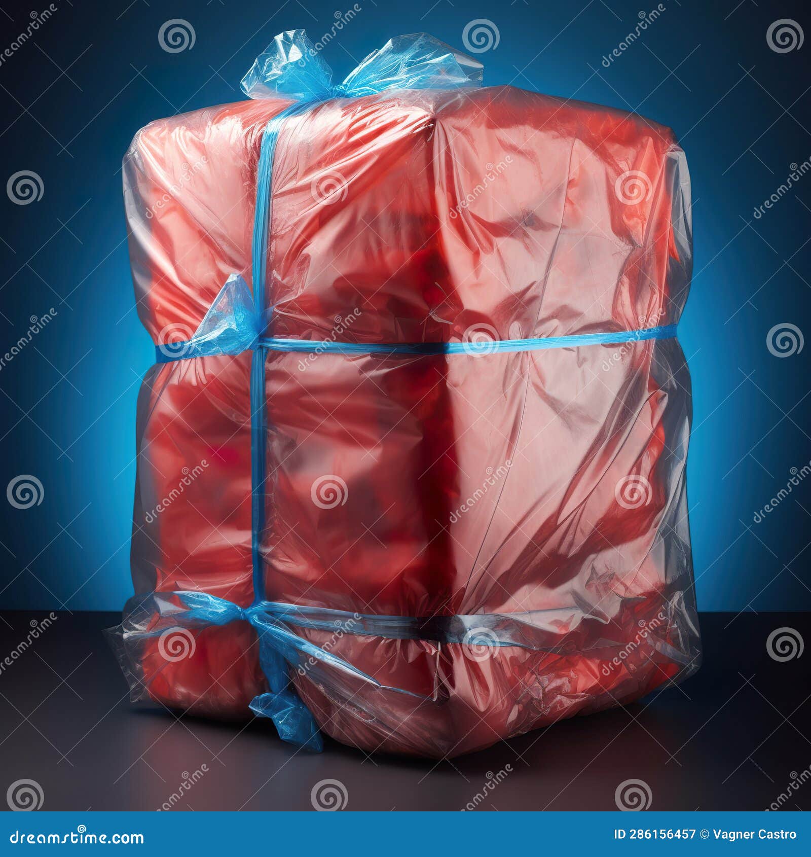 Object Packaged in Clear Plastic. Abstract Luggage Wrapped in Clear ...