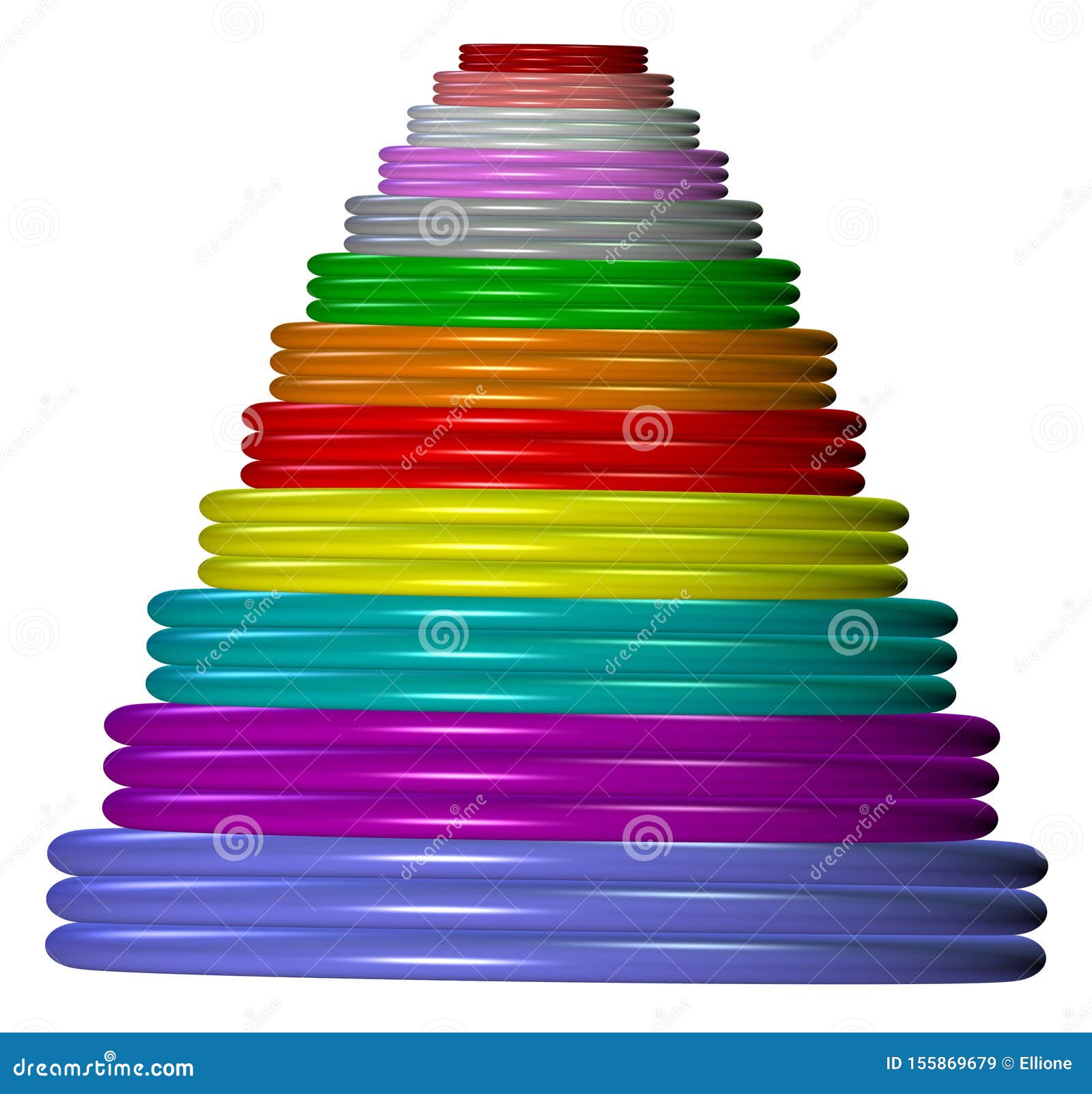 Rainbow pyramid in 3D stock illustration. Illustration of symbol ...