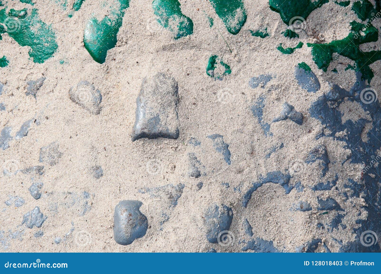 The Object is a Part of a Stone Sculpture Painted with Paint, Sprinkled ...