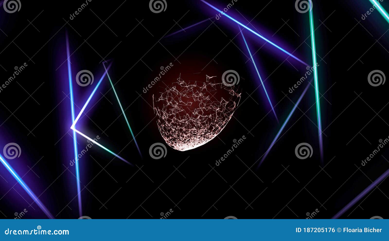 Object of Plexus Grid in HUD and Cyber Futuristic Corridor of Neon ...