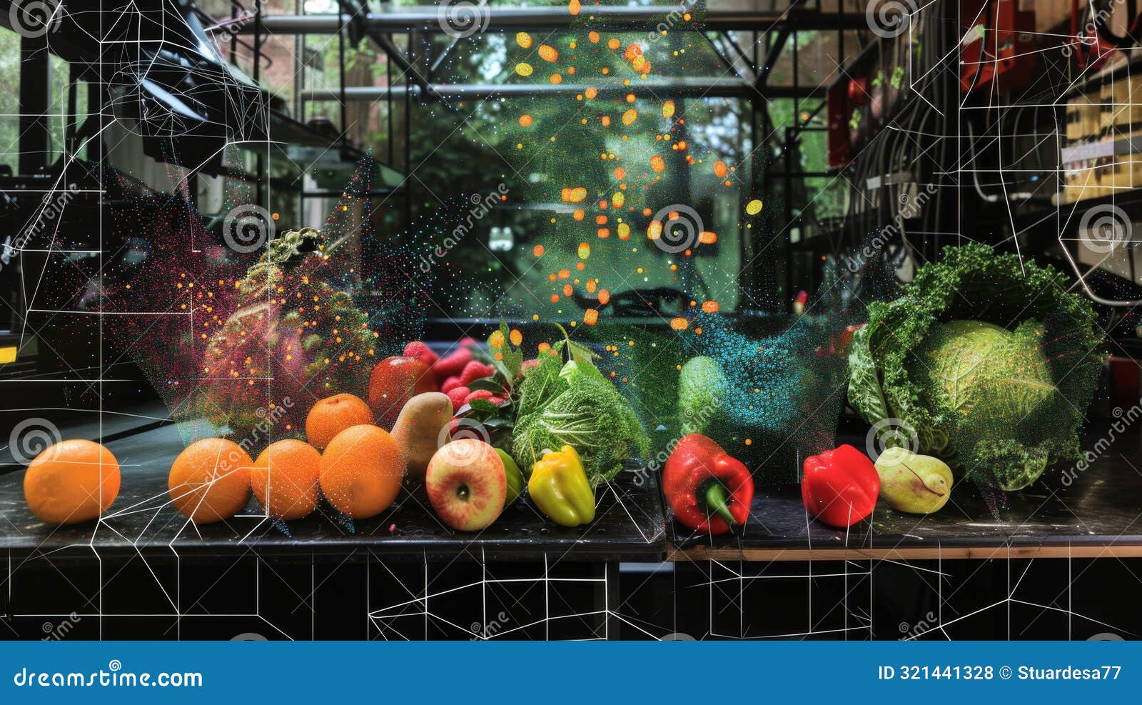 Mixed Reality of Fresh Vegetables and Digital Data Stock Photo - Image of shapes, digital: 321441328