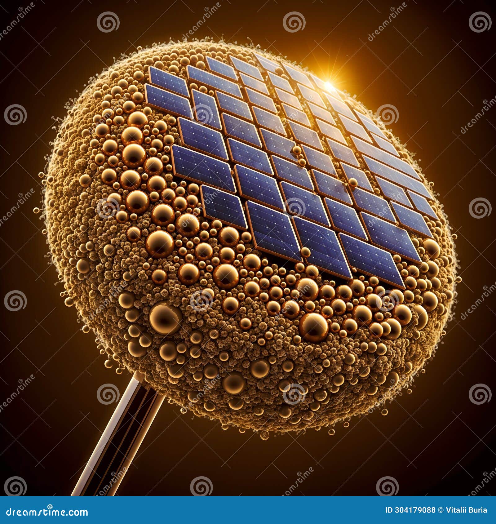 Object with a Sphere, Smaller Spheres, and Solar Panels., Generative Ai ...