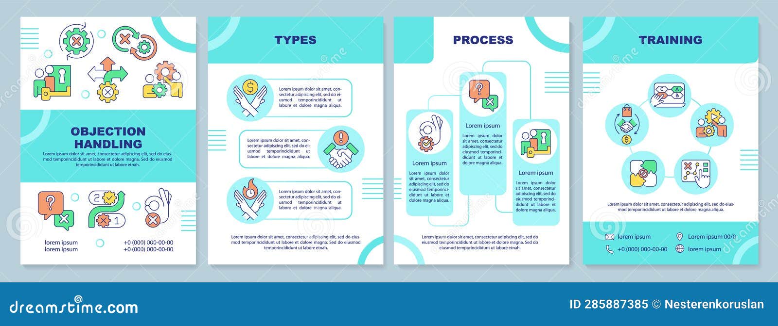 Objection Handling Blue Brochure Template Stock Illustration ...