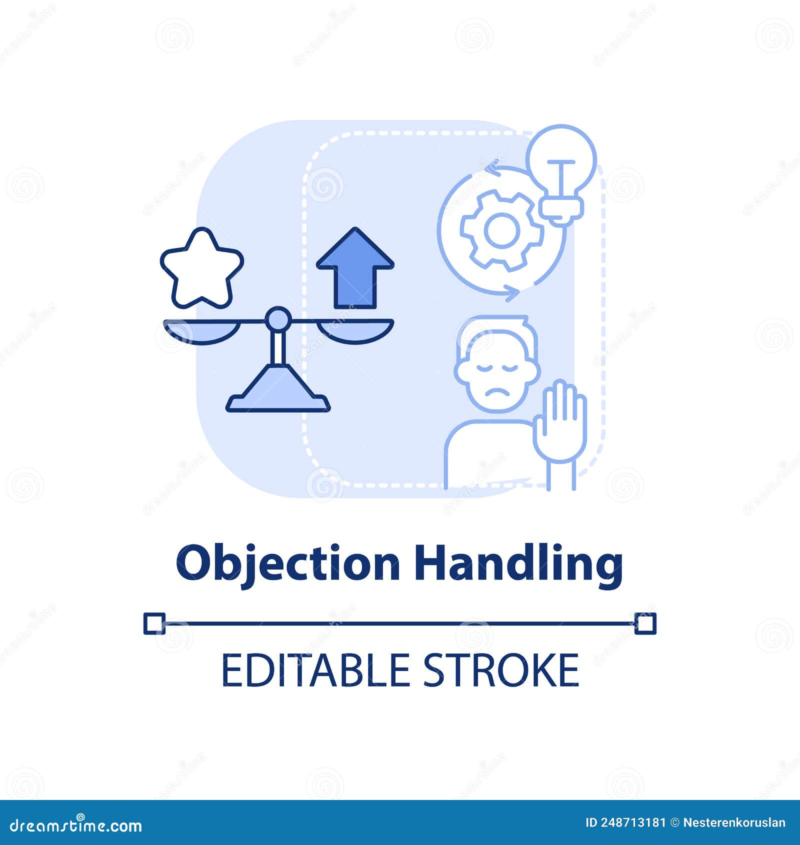 Objection Handling Light Blue Concept Icon Stock Vector - Illustration ...