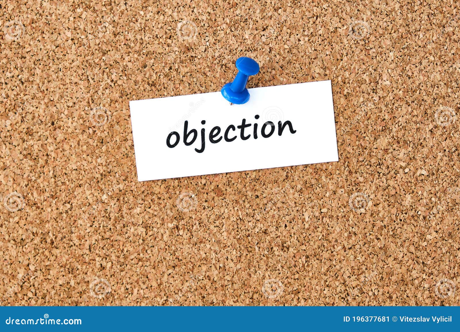 Objection. Word Written on a Piece of Paper, Cork Board Background ...