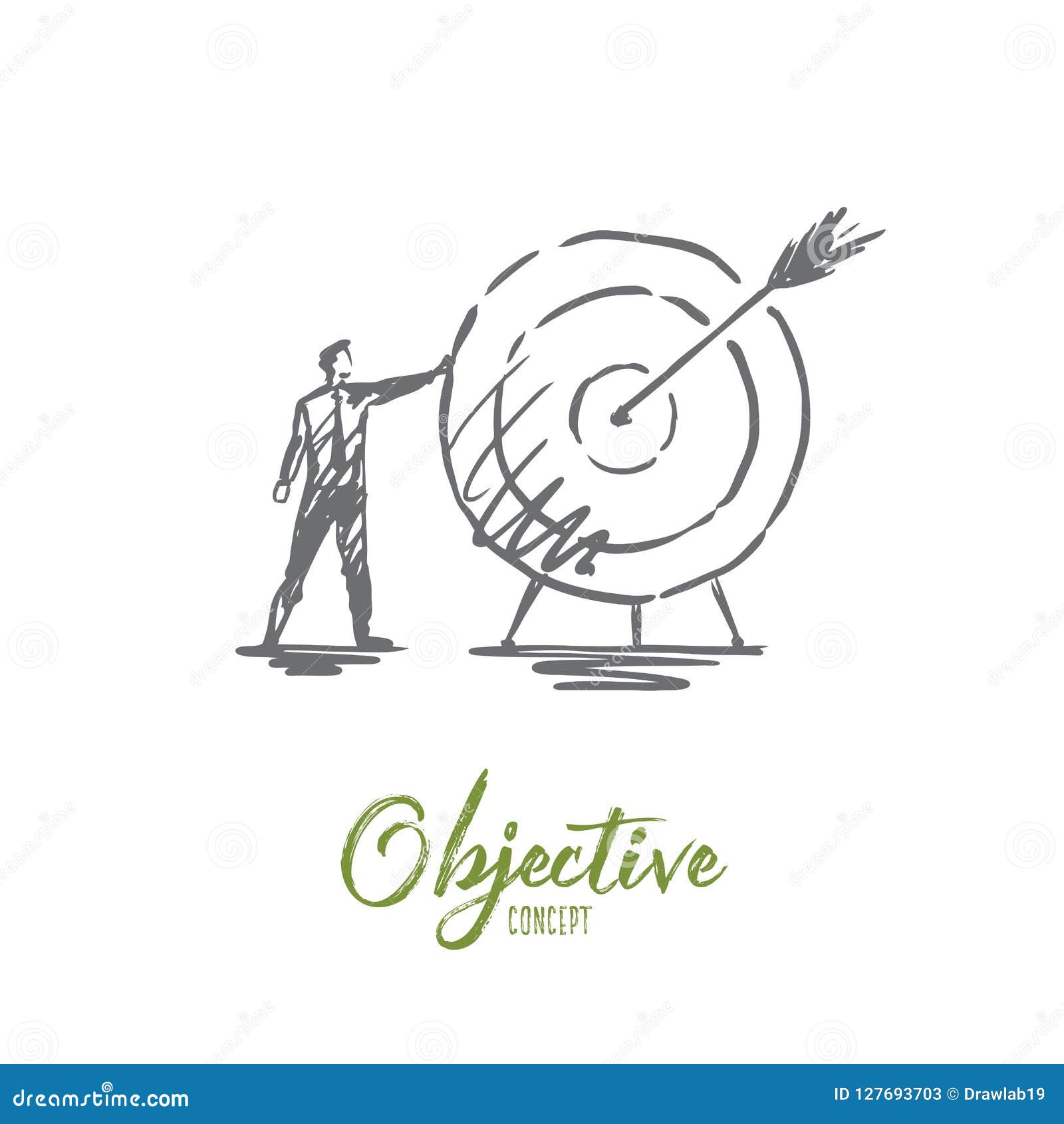 Objective Business Arrow Target Success Concept Hand Drawn Isolated Vector Stock Vector