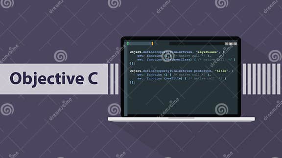 Objective C Programming Language with Script Code on Laptop Screen ...