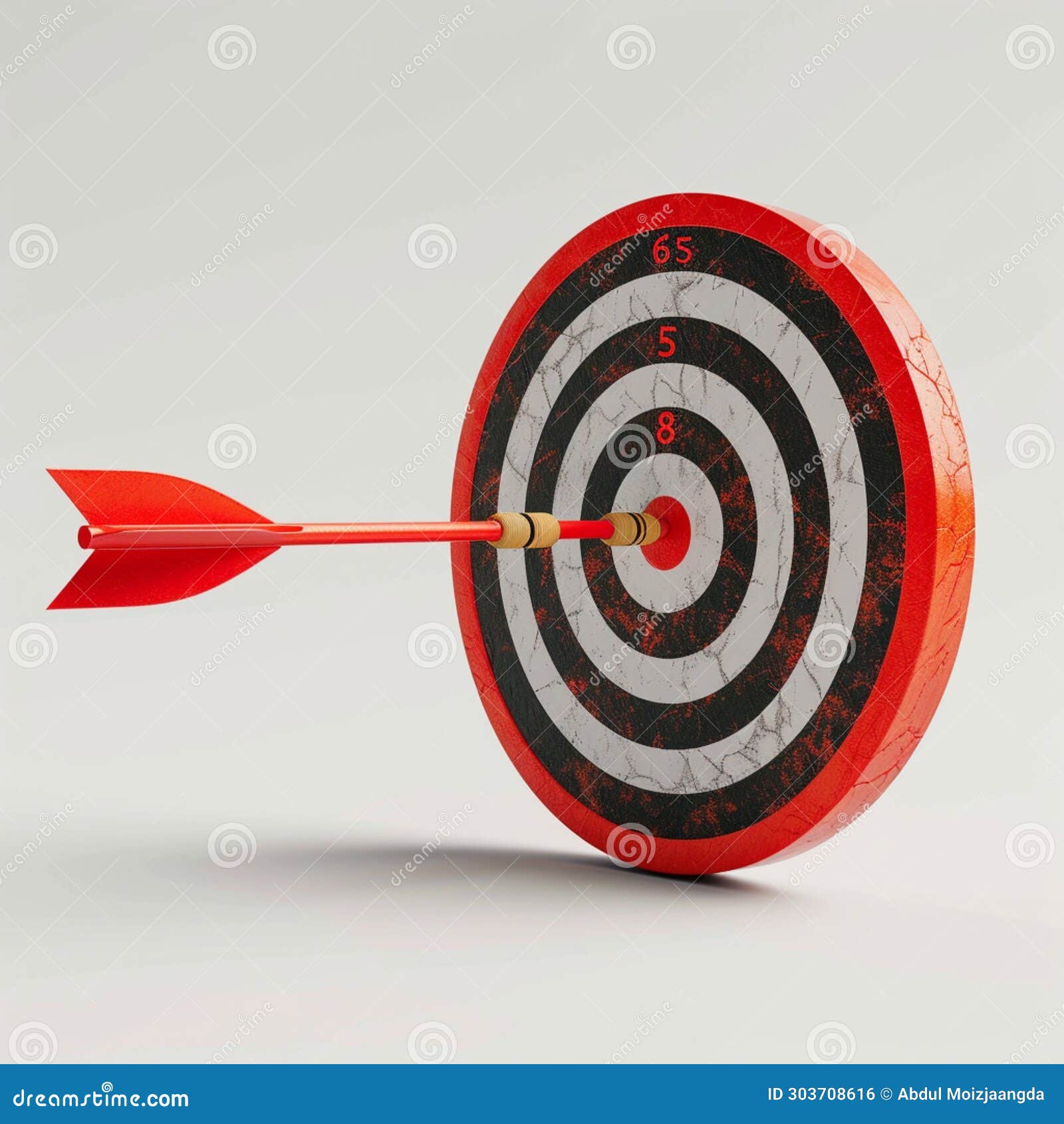Objective Focus Red Arrow Aims at a Target on White Stock Illustration ...