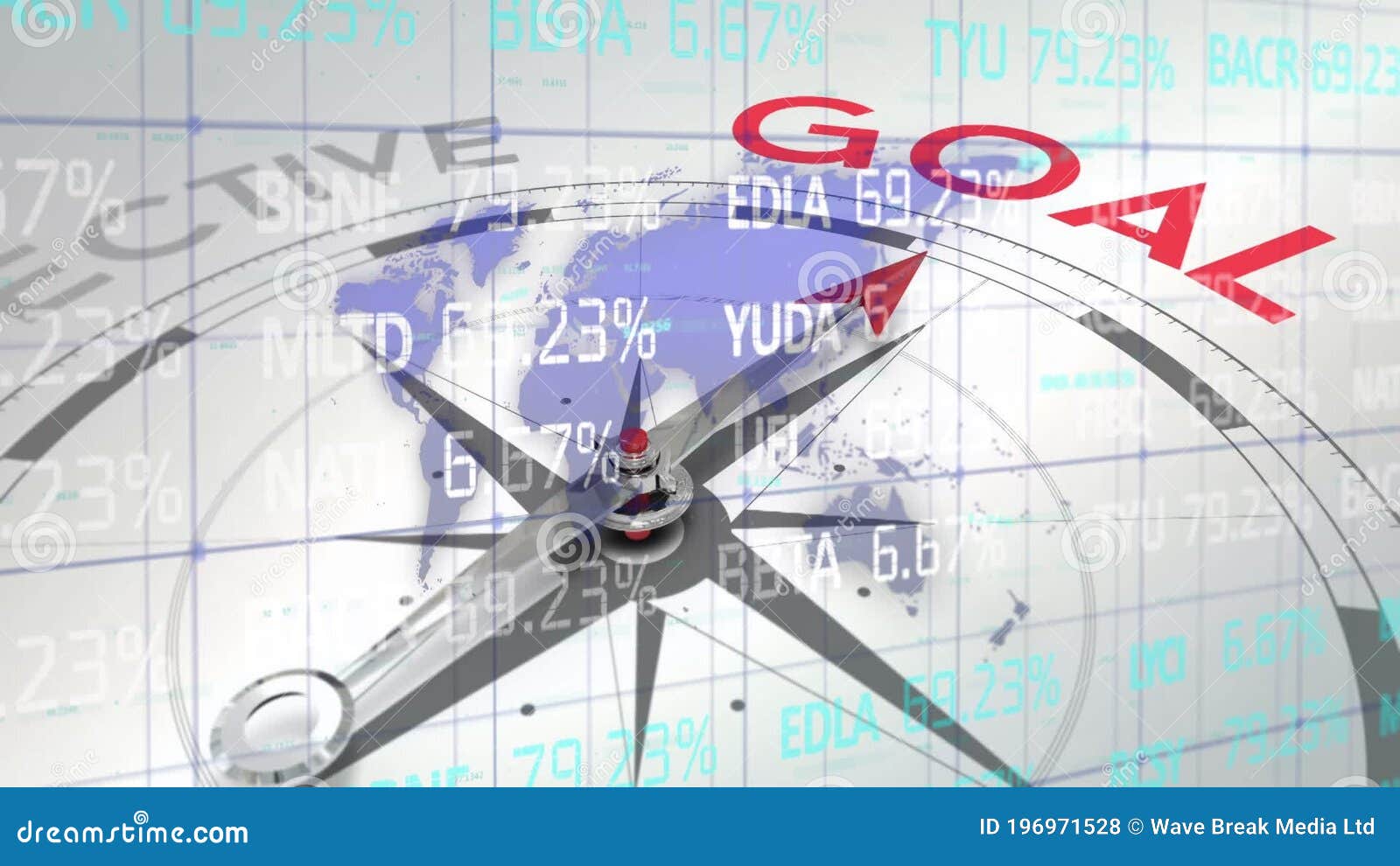 Objective Goal Compass Over Financial Data. Stock Footage - Video of ...