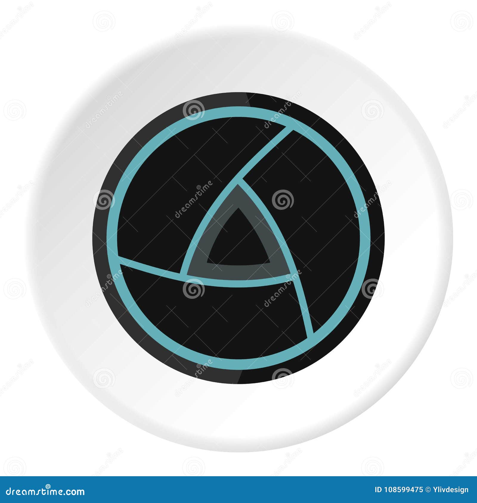 Objective icon circle stock vector. Illustration of movie - 108599475