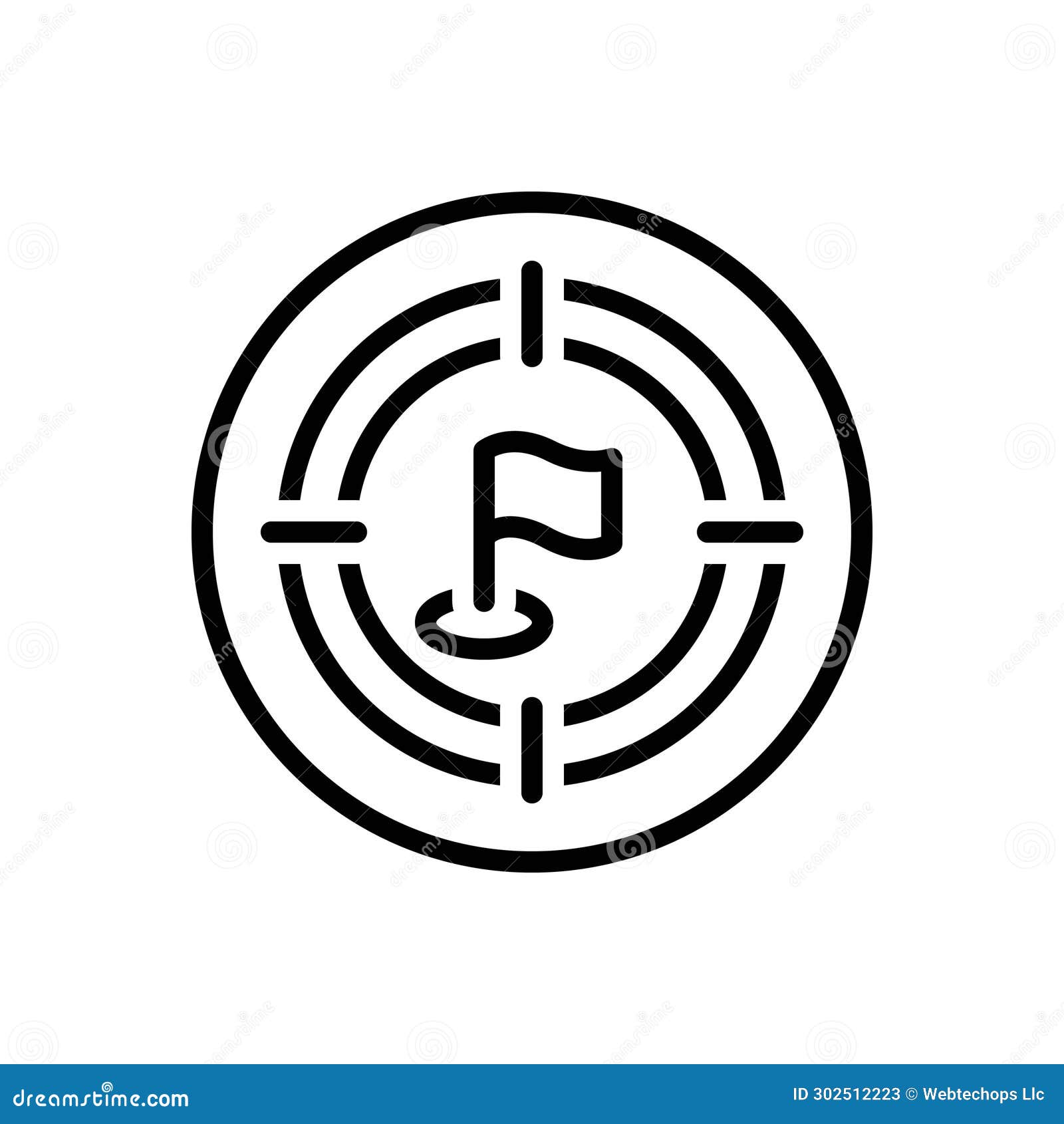Black Line Icon for Objective, Target and Flag Stock Vector ...