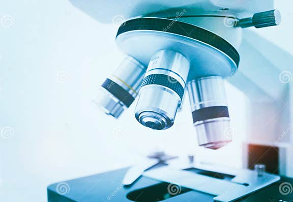 Objective Lens of Microscope, Blue Tone Color Stock Photo - Image of ...