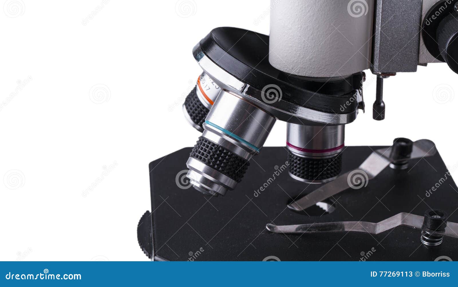 Objective Lens of Microscope Isolated on the White Background Stock ...