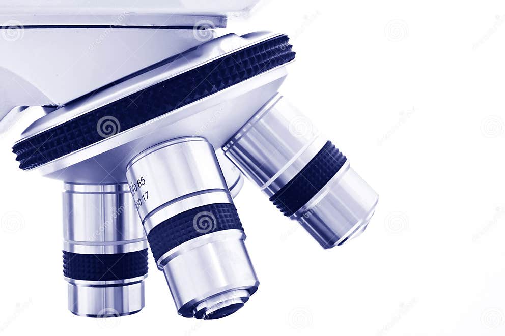 Objective Lens of Microscope Isolated on the White Background Stock ...