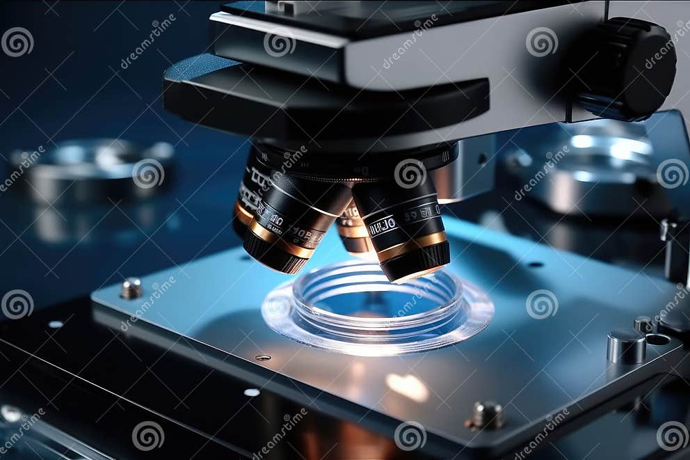Objective Lenses of a Microscope, Light Microscope Stage and Lenses ...