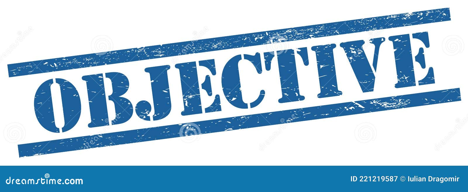 OBJECTIVE Text on Blue Grungy Rectangle Stamp Stock Illustration ...