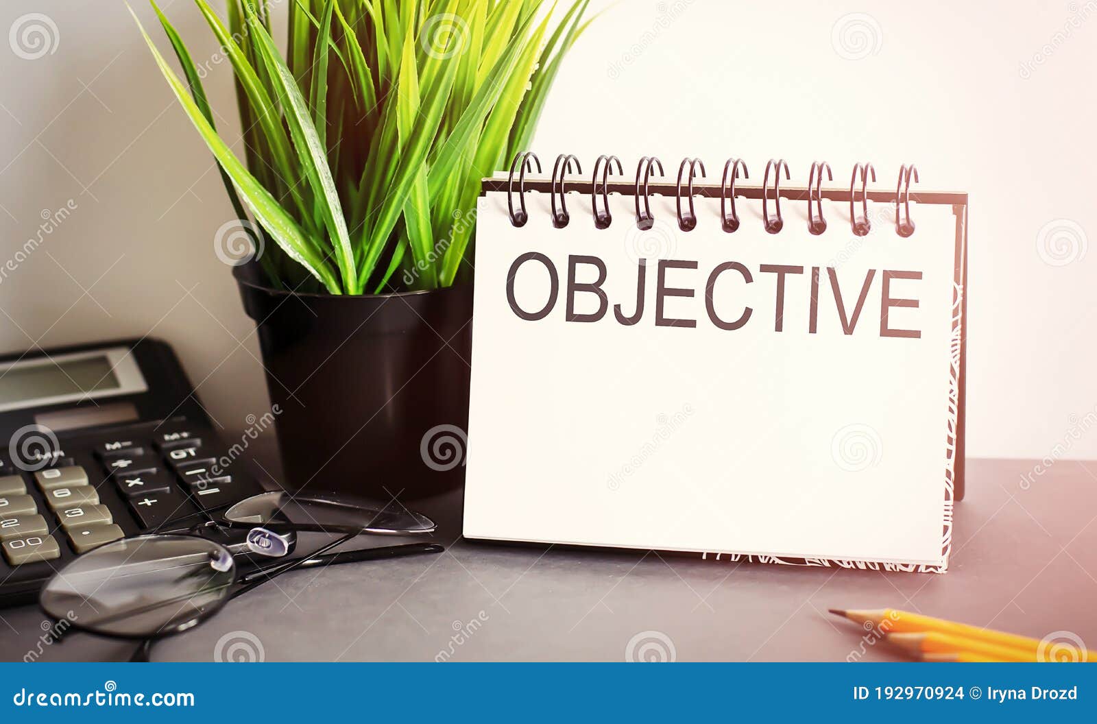Objective Text in the Office Notebook with Office Tools Stock Photo ...