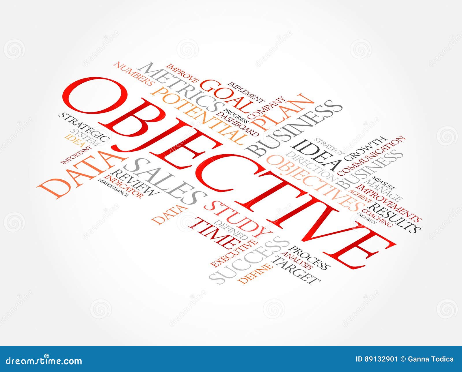 Objective word cloud stock illustration. Illustration of performance ...