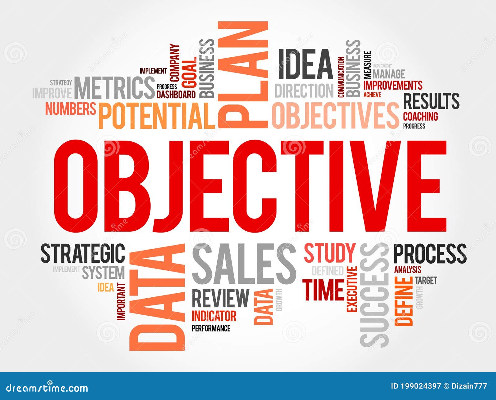 Objective word cloud stock image. Image of implementation - 199024397
