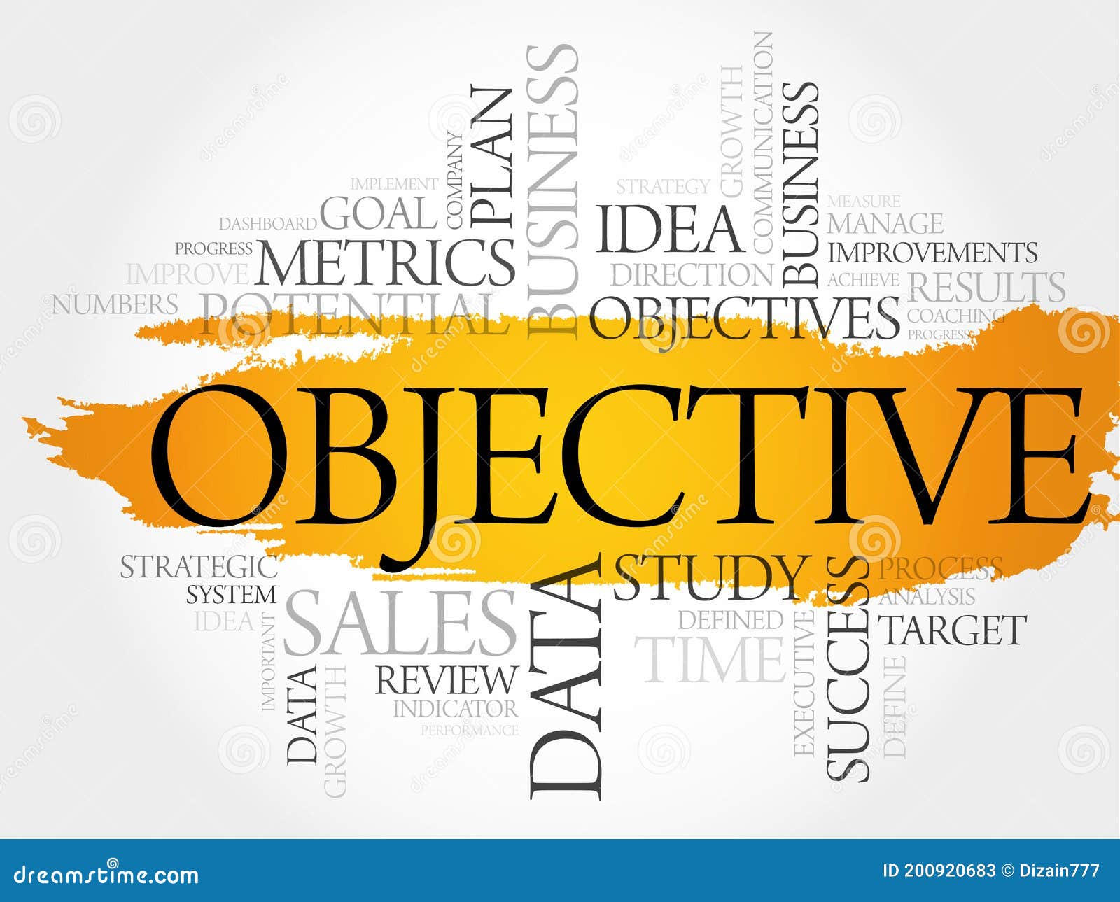 Objective word cloud stock illustration. Illustration of performance ...