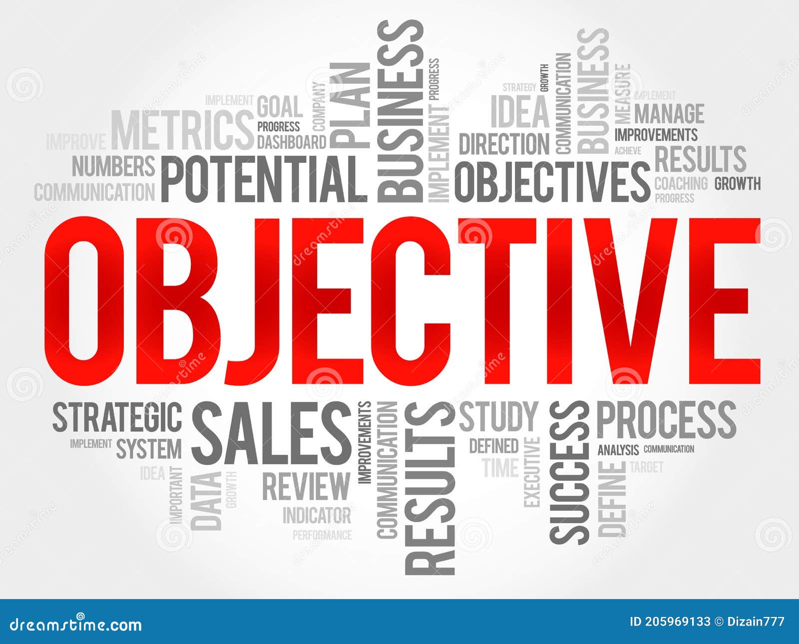 Objective word cloud stock illustration. Illustration of management ...