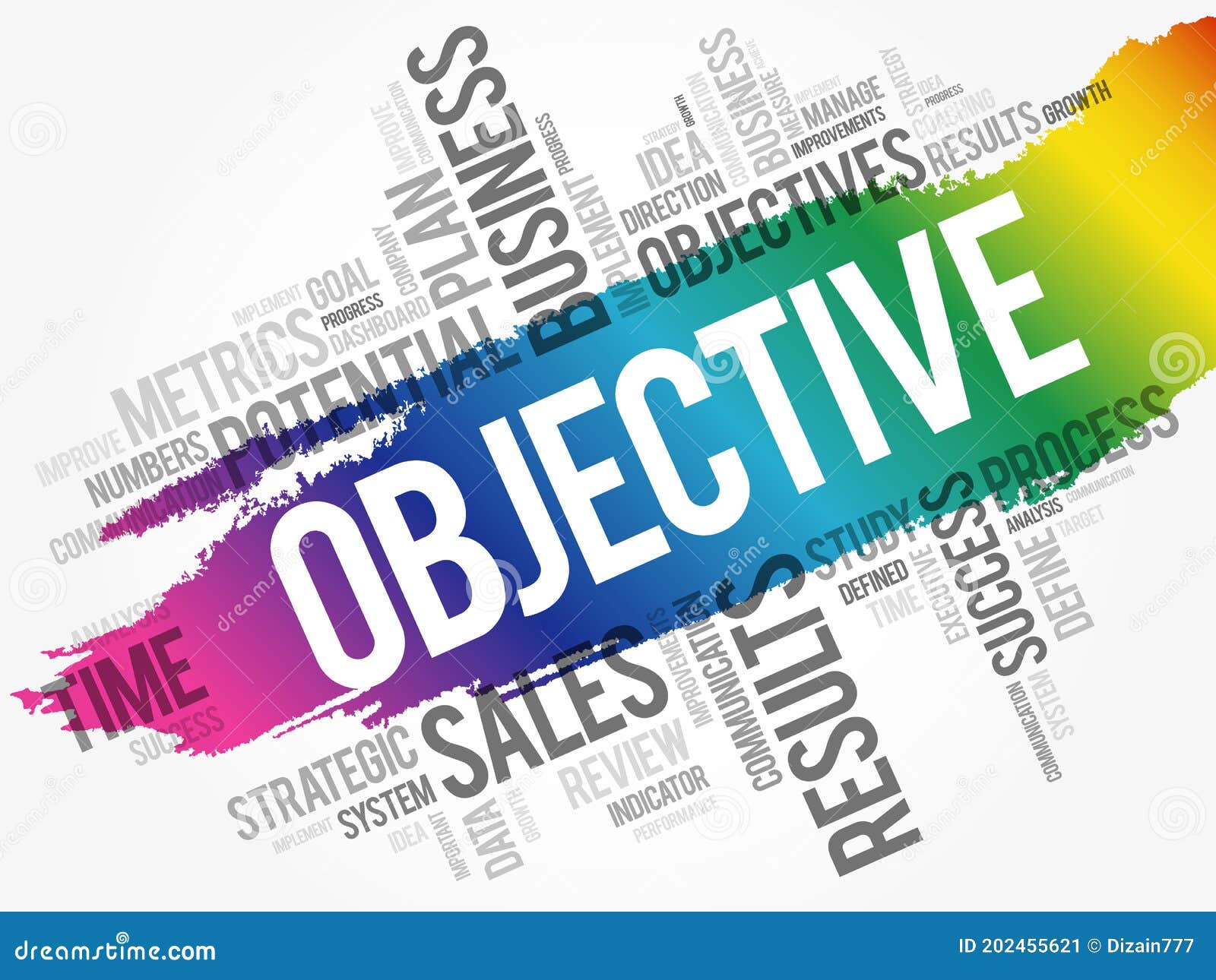 Objective Word Cloud Laptop Shows Aims Goals 3d Rendering Stock ...