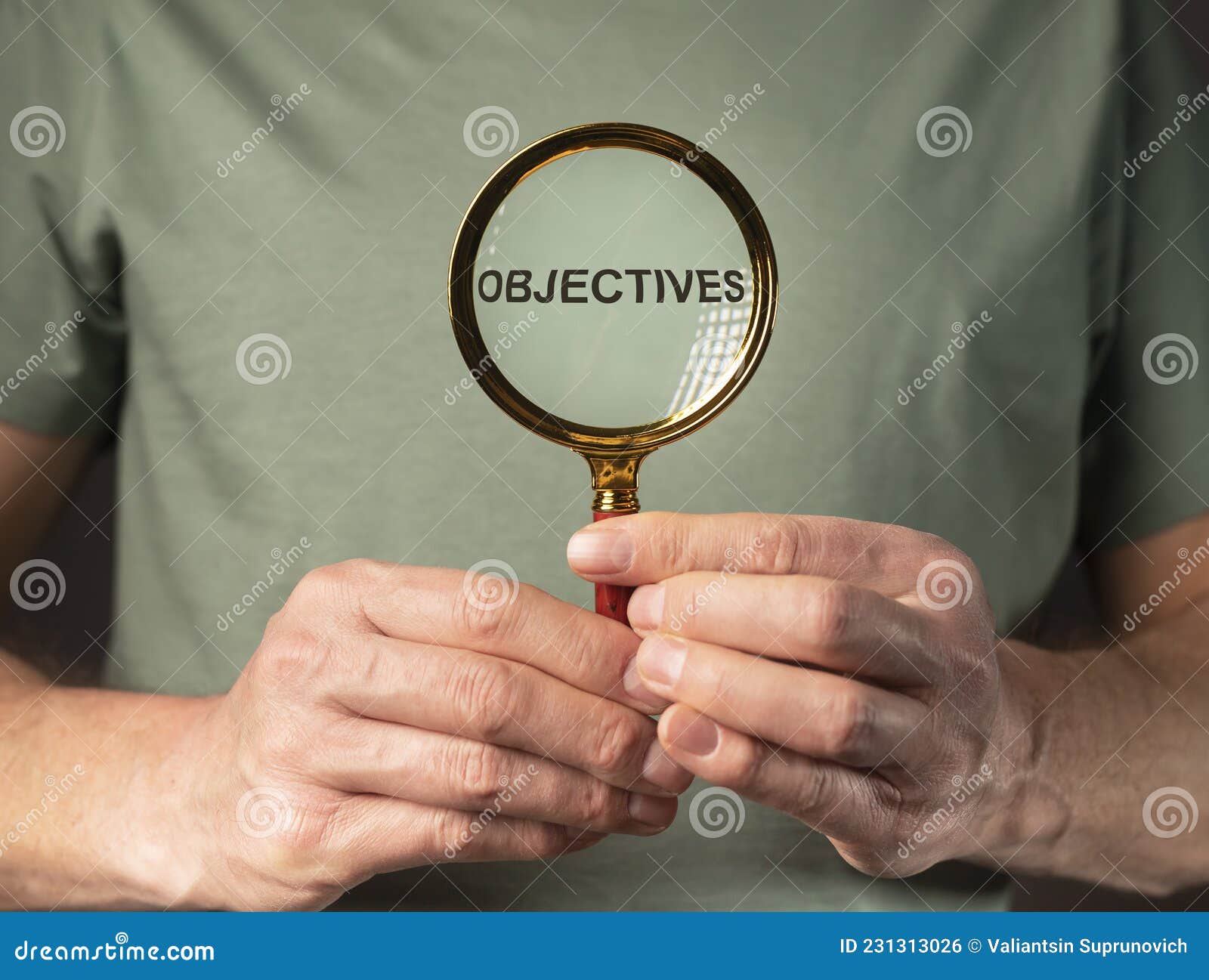 Objective Word through Magnifying Lens Stock Photo - Image of ...