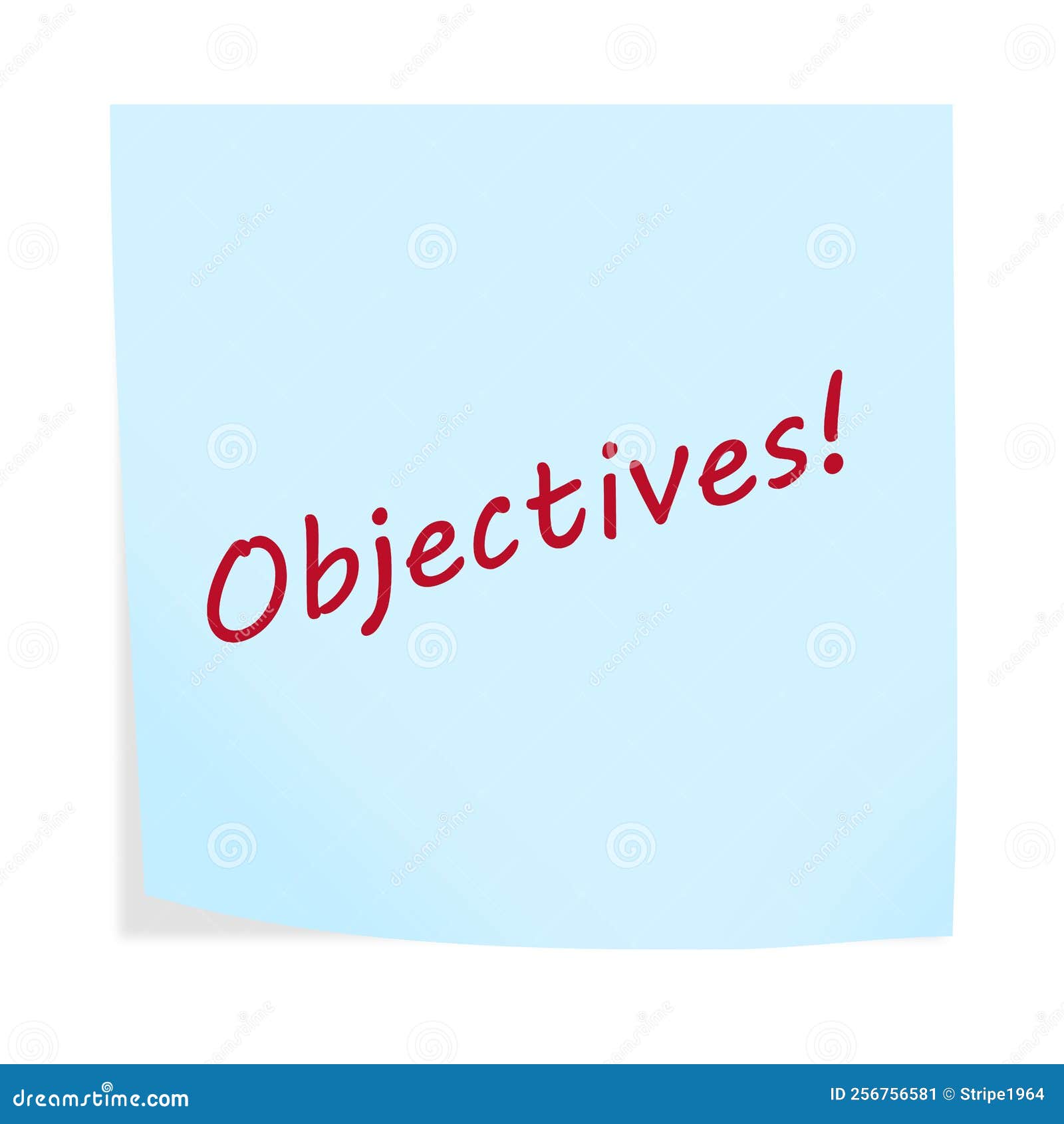 Objectives 3d Illustration Post Note Reminder on White with Clipping ...