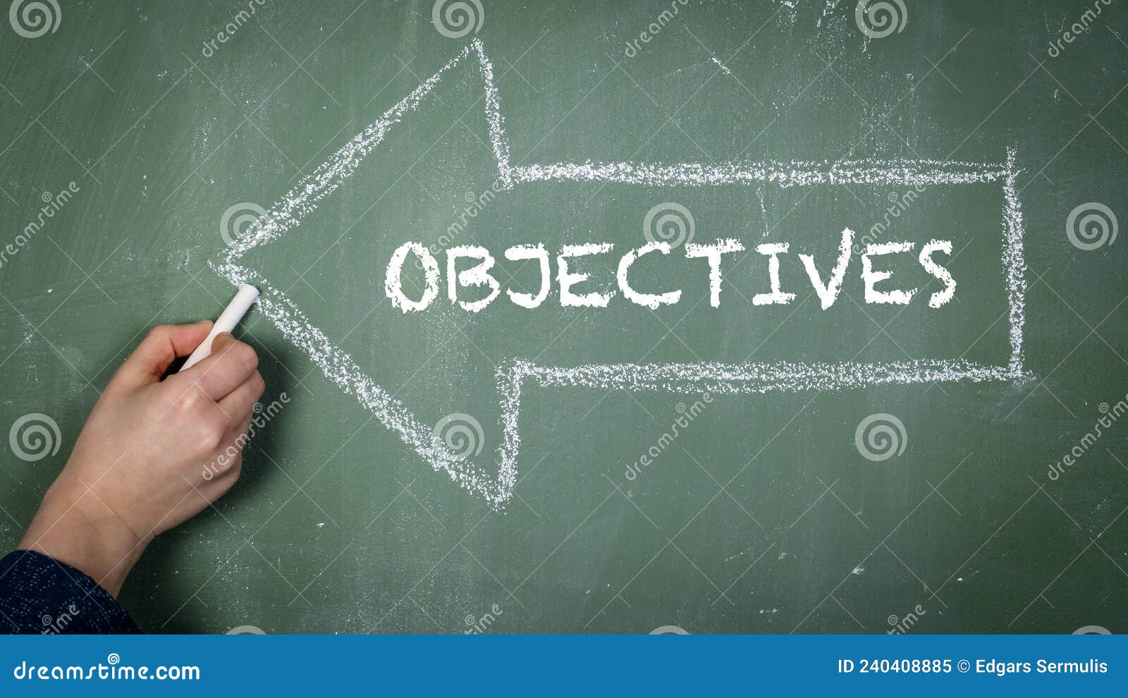 Objectives. Directional Arrow Drawn on a Chalkboard Stock Image - Image ...