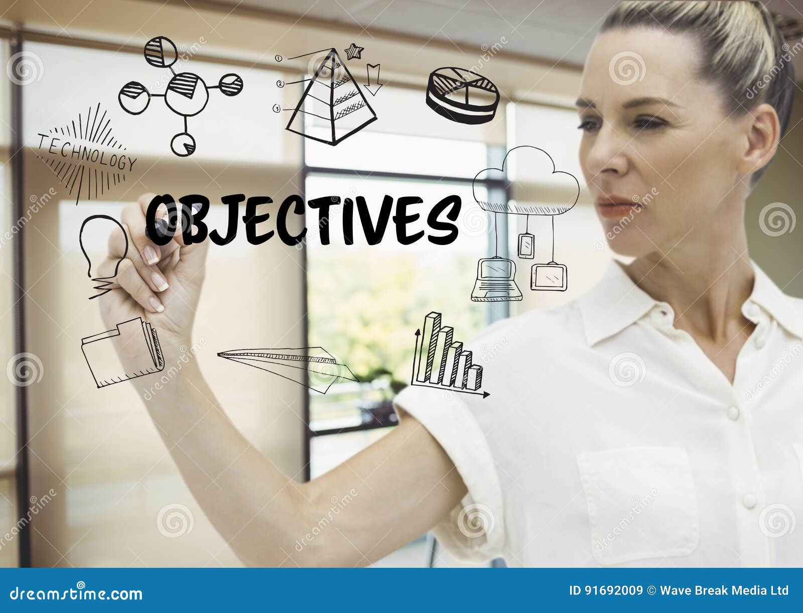 Objectives Graphic Draw by a Business Woman in Her Office Stock ...