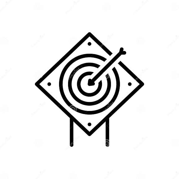 Black Line Icon for Objectives, Goal and Archery Stock Vector ...