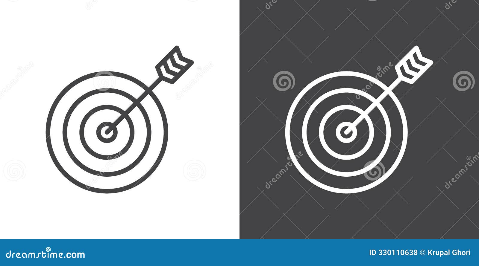 Objectives Icon Flat Vector Set Outline Stock Illustration ...
