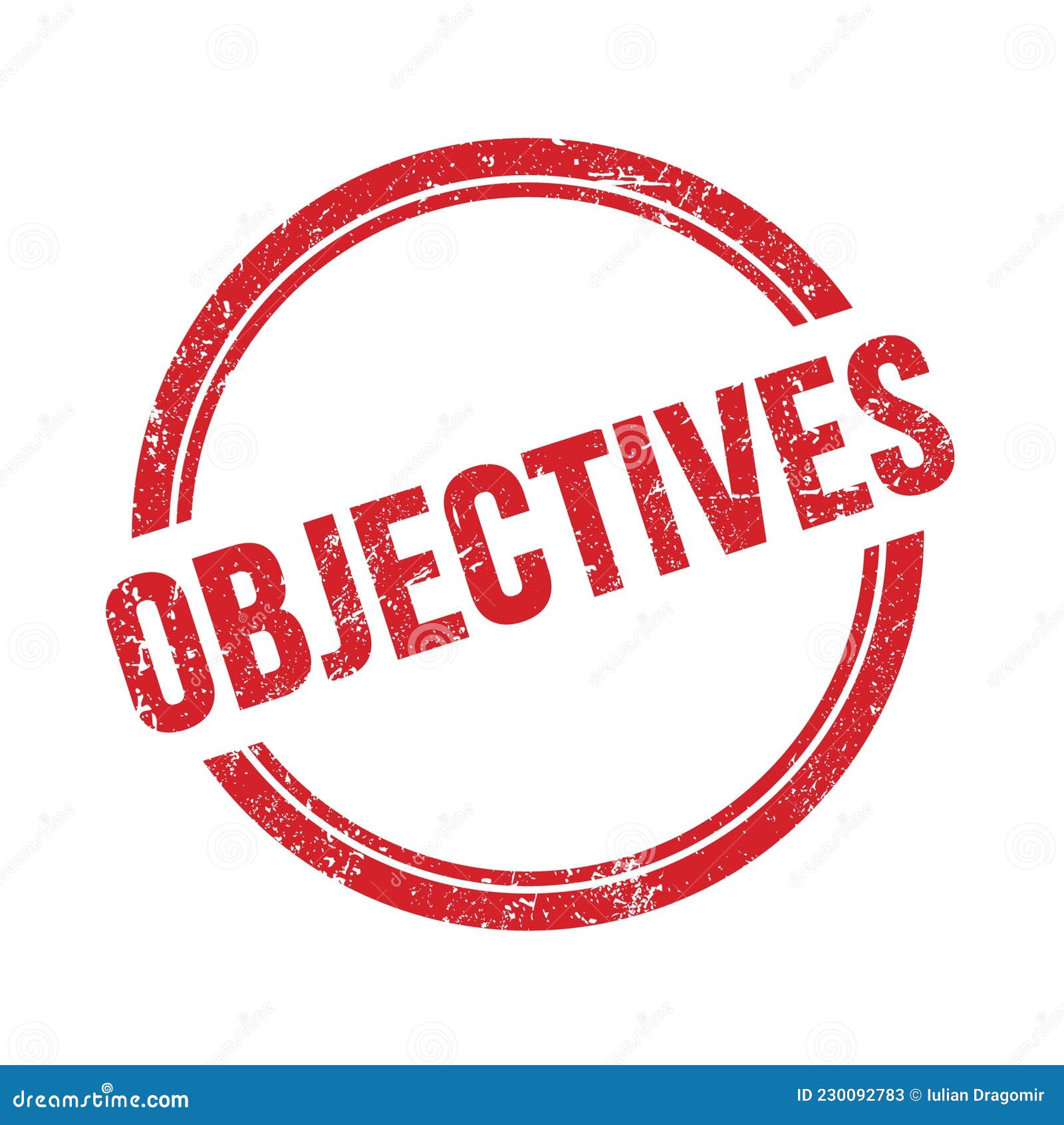 OBJECTIVES Text Written on Red Grungy Round Stamp Stock Illustration ...