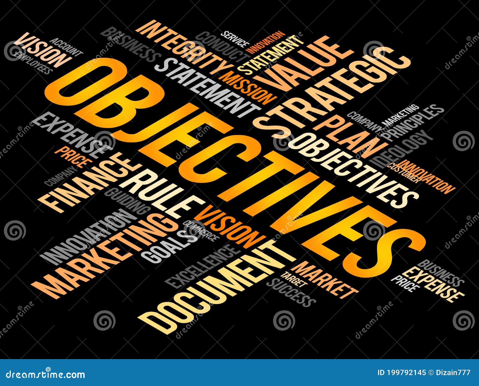 Objectives word cloud stock illustration. Illustration of collage ...