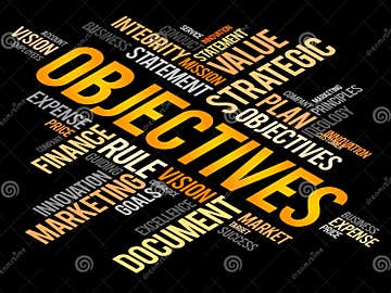 Objectives word cloud stock illustration. Illustration of collage ...