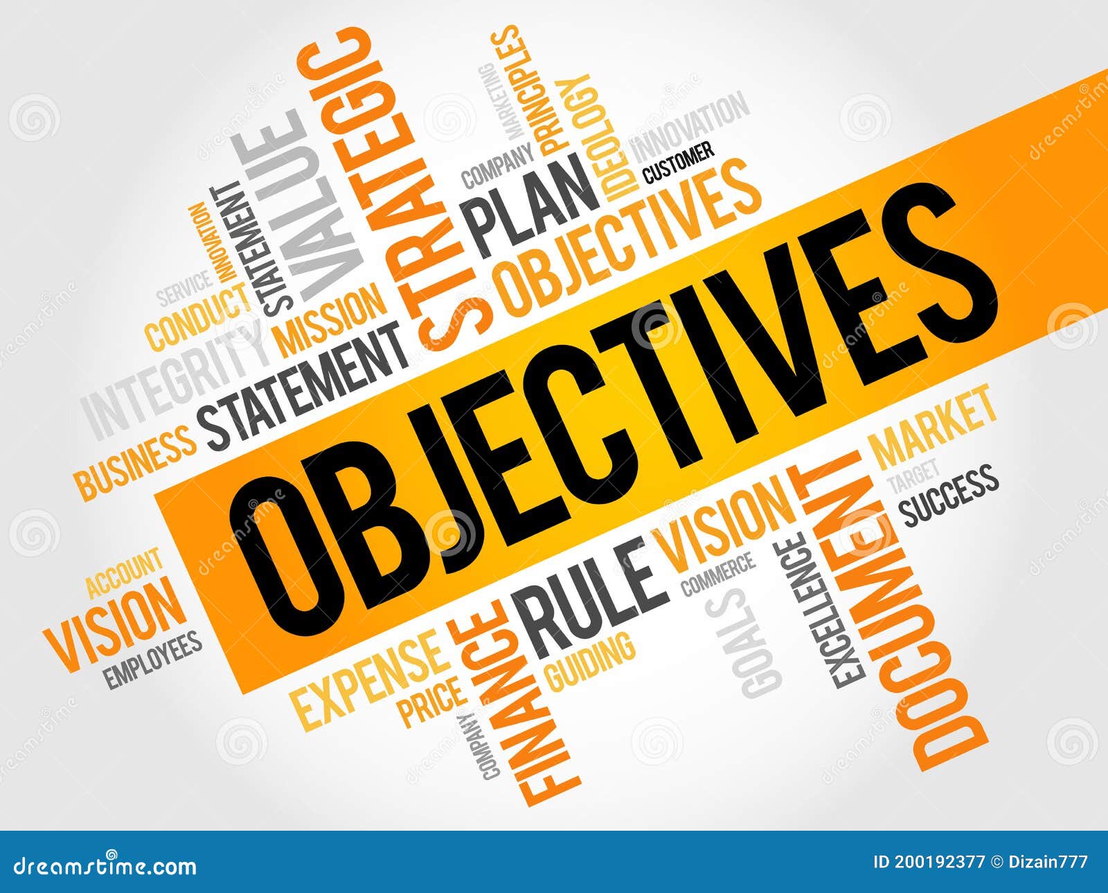 Objectives word cloud stock illustration. Illustration of consumer ...