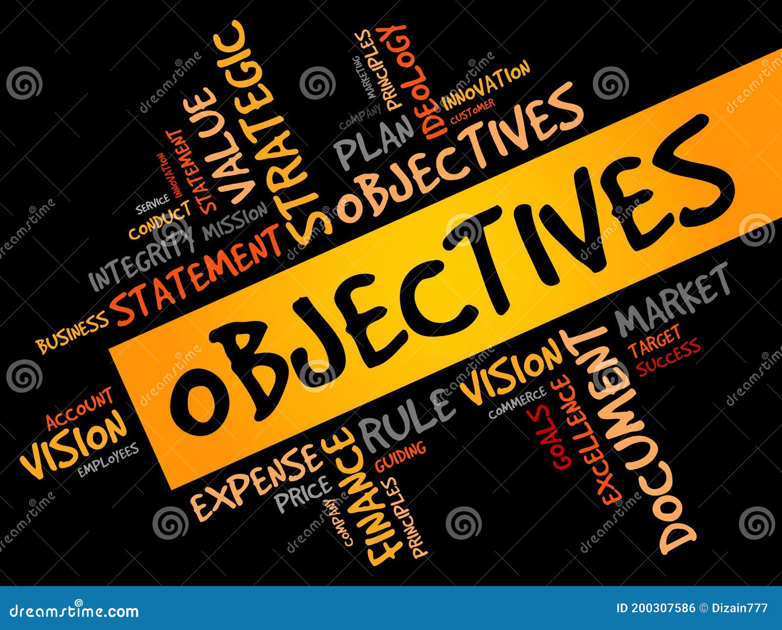 Objectives word cloud stock illustration. Illustration of collage ...