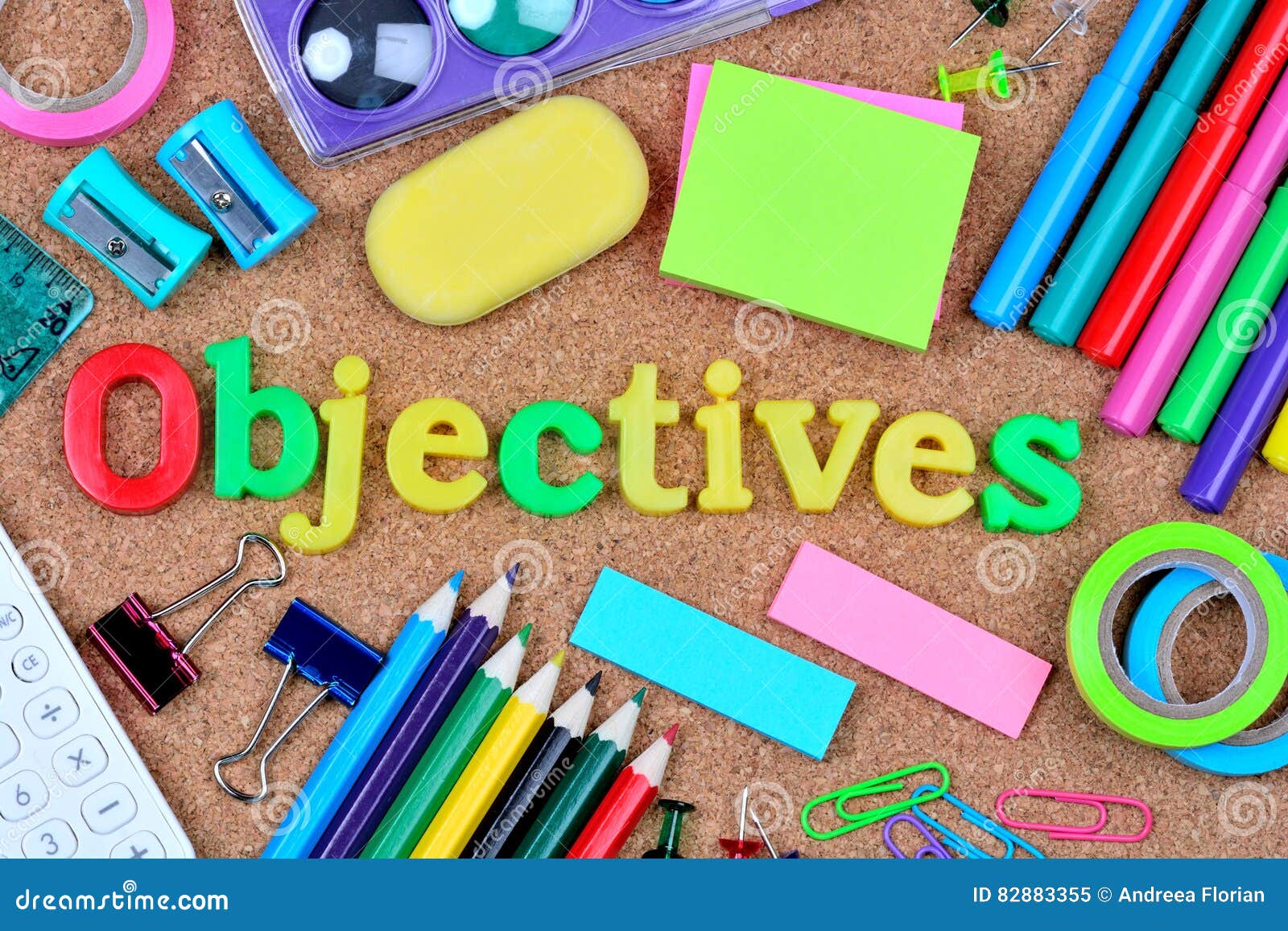 Objectives Word on Cork Background Stock Image - Image of colorful ...