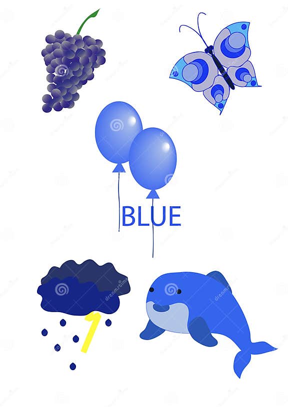 Objects of blue color stock illustration. Illustration of cluster ...