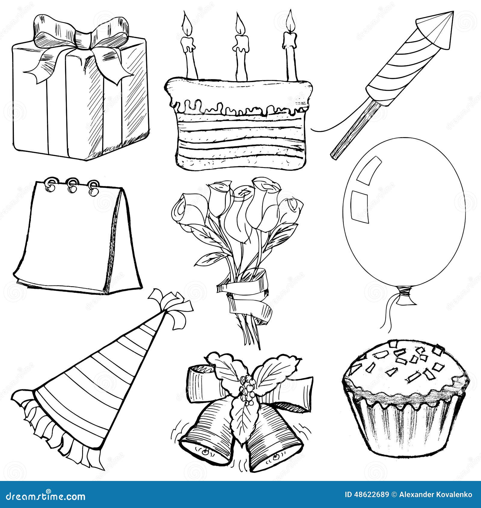 Objects for celebration stock vector. Illustration of happy - 48622689