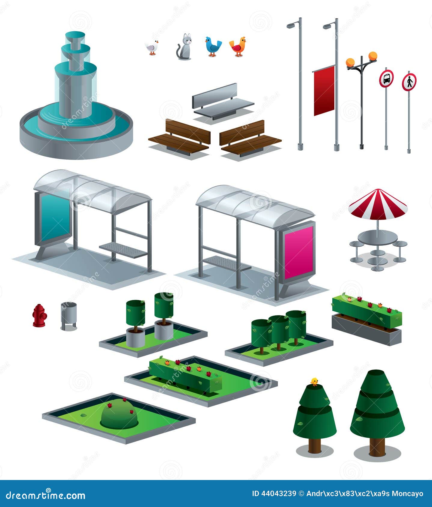 Objects of the City Isolated Isometric Set Stock Vector - Illustration ...