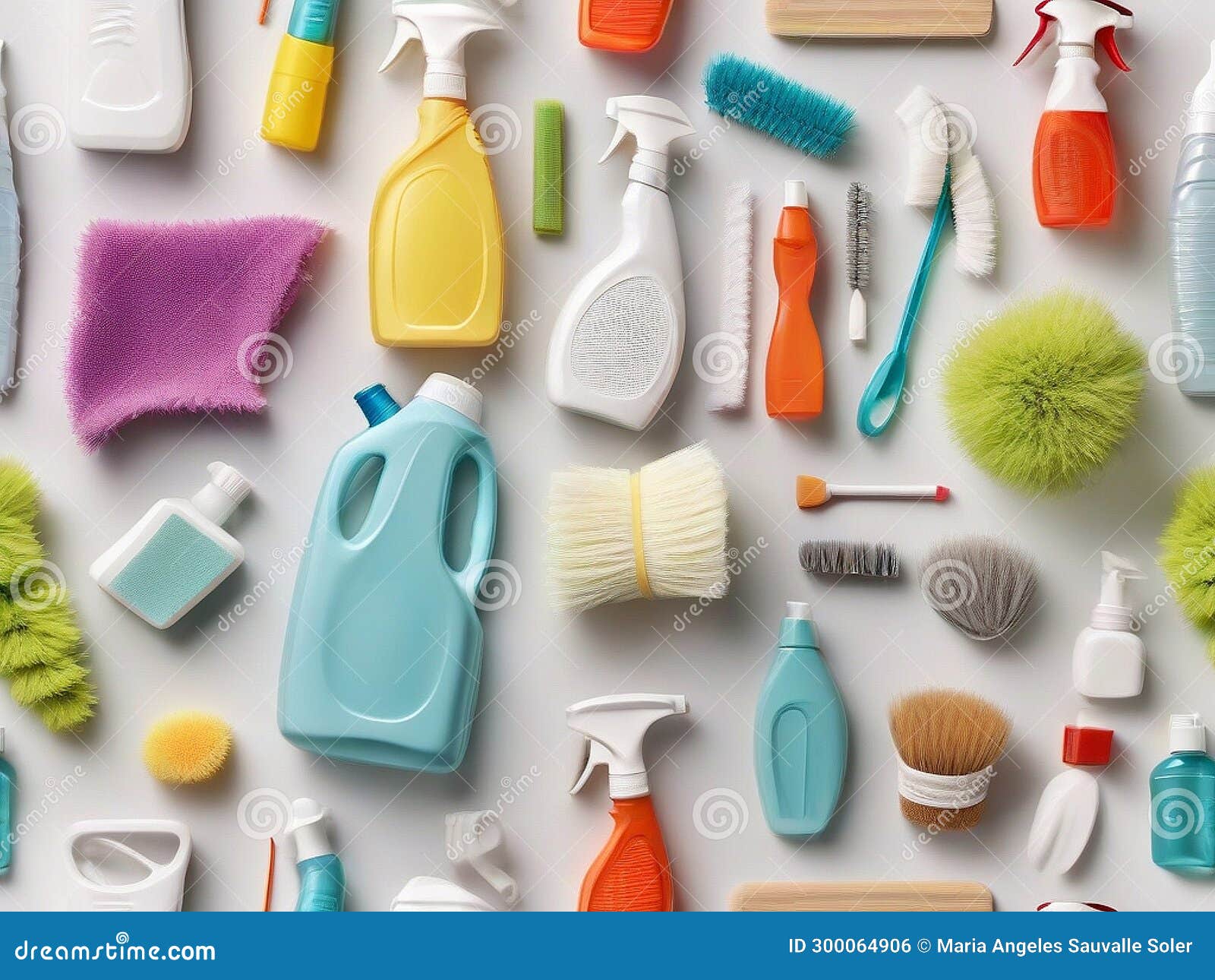 Objects and cleaning items stock illustration. Illustration of shelving ...