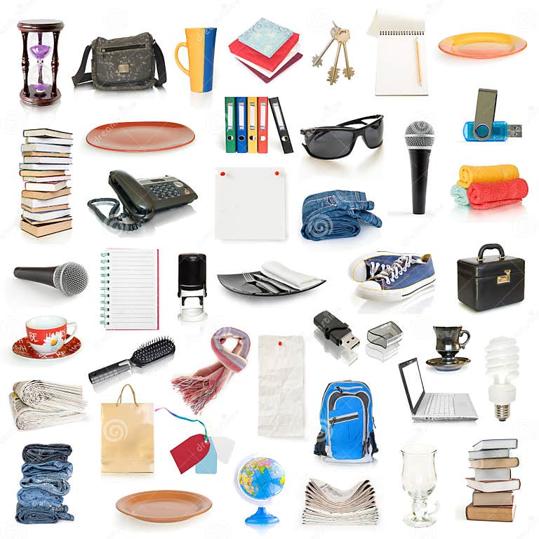 Objects collection stock photo. Image of page, hourglass - 17002324