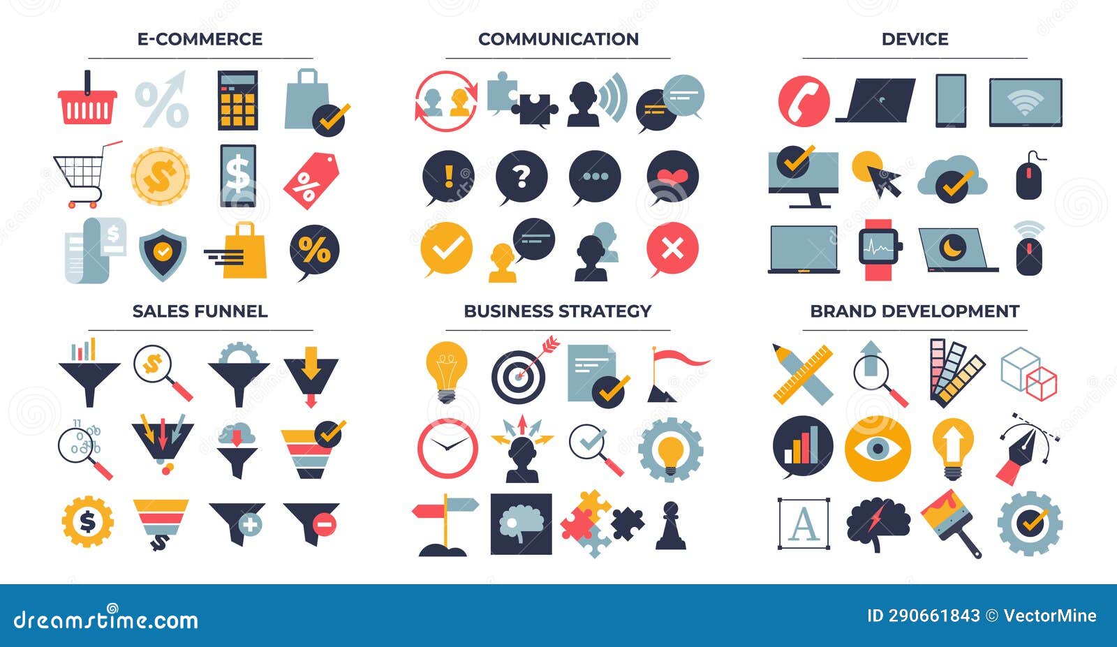 Objects for Digital Marketing and Sales Business Outline Collection Set ...