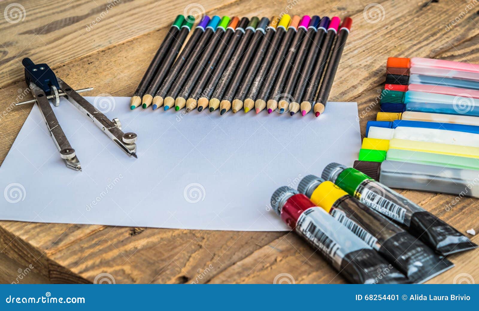 Objects for Drawing and Painting, Crayons, Tempera, Crayons, Compass ...