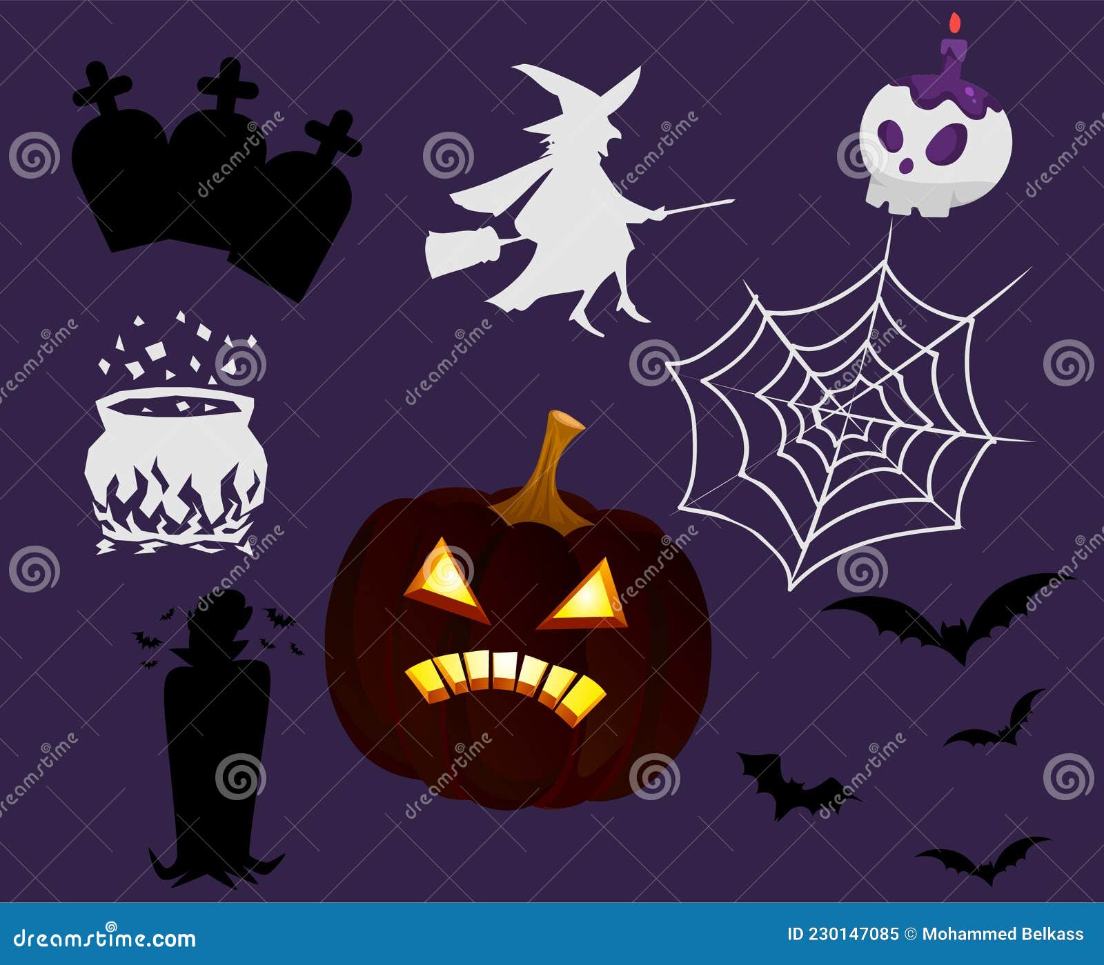 Objects Halloween Background Vector Pumpkin Stock Illustration ...